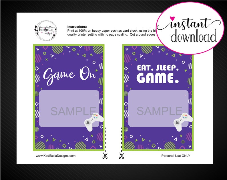 Printable VIDEO GAME Gift Card Holder. Teen Gift. Gamer Gift. | Etsy