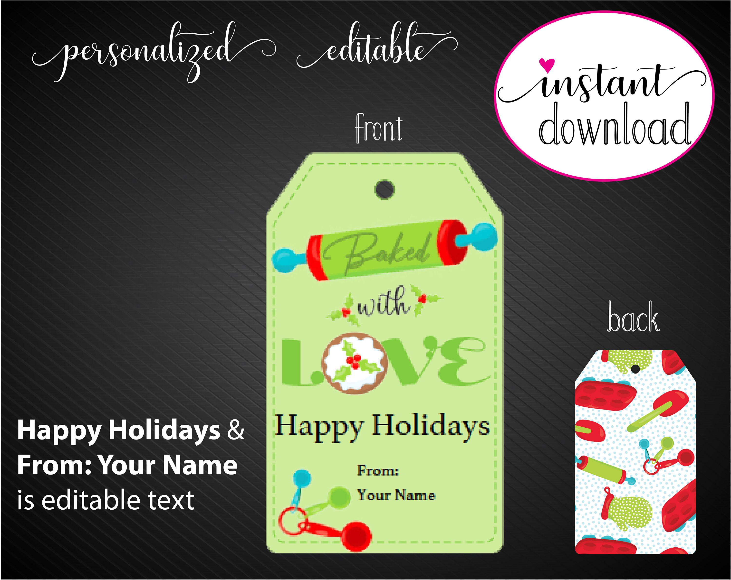 Printable HOLIDAY Baked Goods Gift Tags. Baked With Love - Etsy Australia