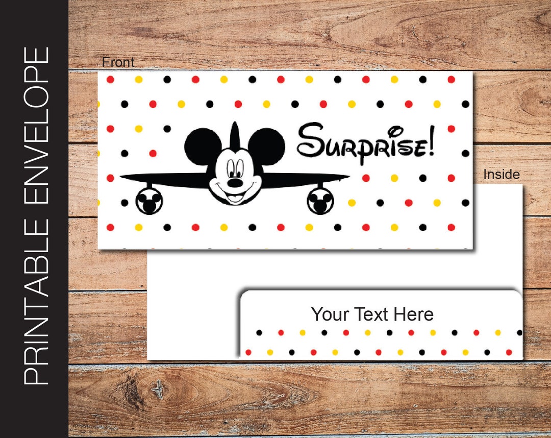 Printable DISNEY Envelope for Surprise Gift Tickets, Vouchers, Boarding ...