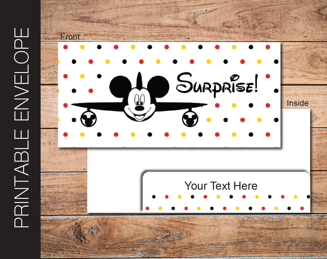 Printable DISNEY Envelope for Surprise Gift Tickets, Vouchers, Boarding ...