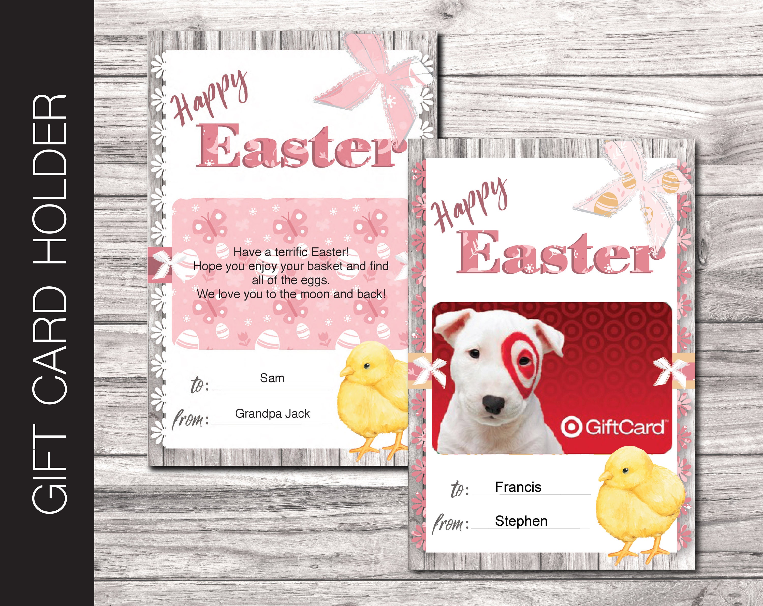 Printable EASTER Gift Card Holder. Easter Chick Themed Editable Gift ...