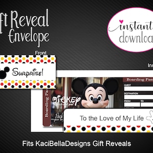 Printable DISNEY Envelope for Surprise Gift Tickets, Vouchers, Boarding ...