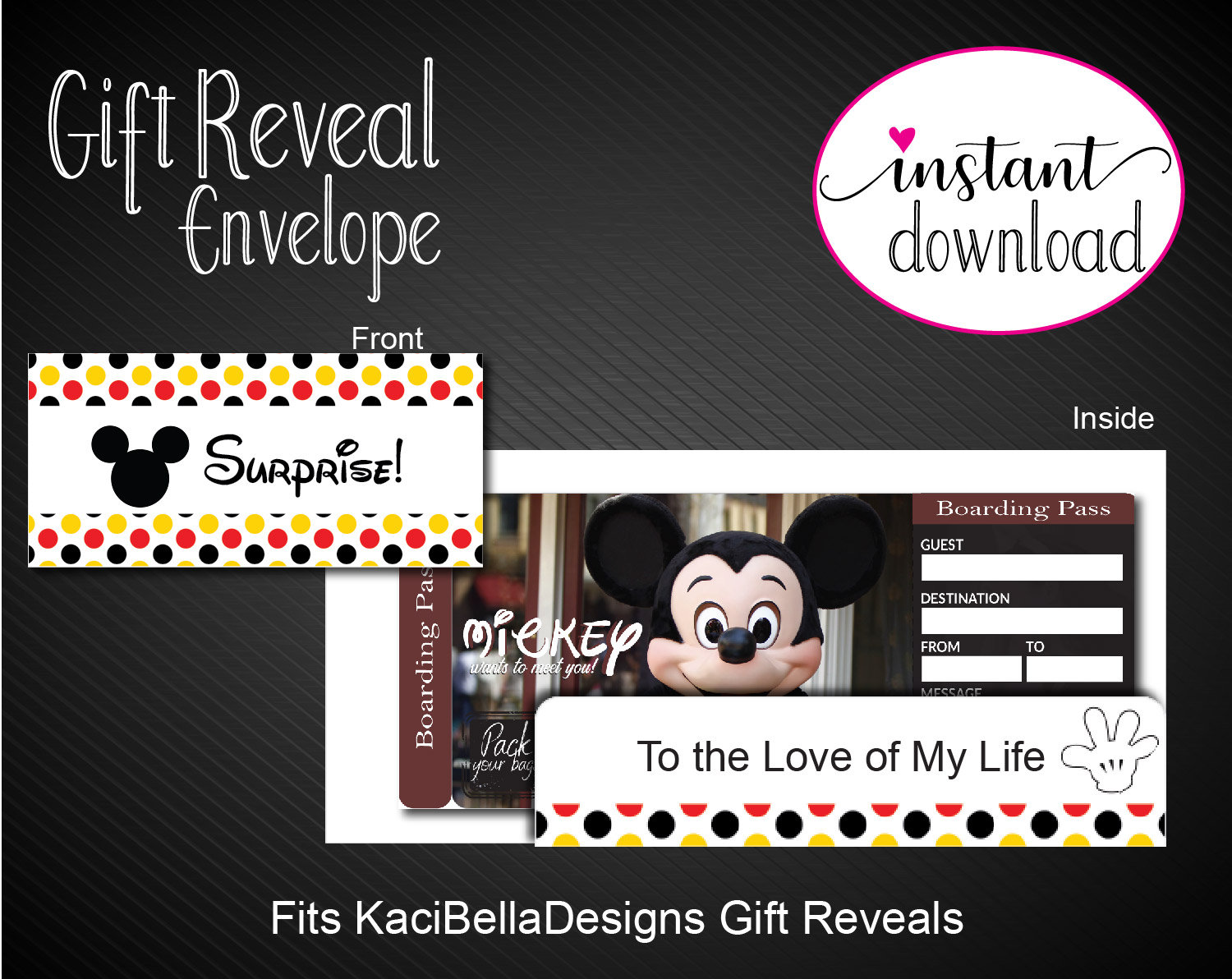 Printable DISNEY Envelope for Surprise Gift Tickets Vouchers | Etsy