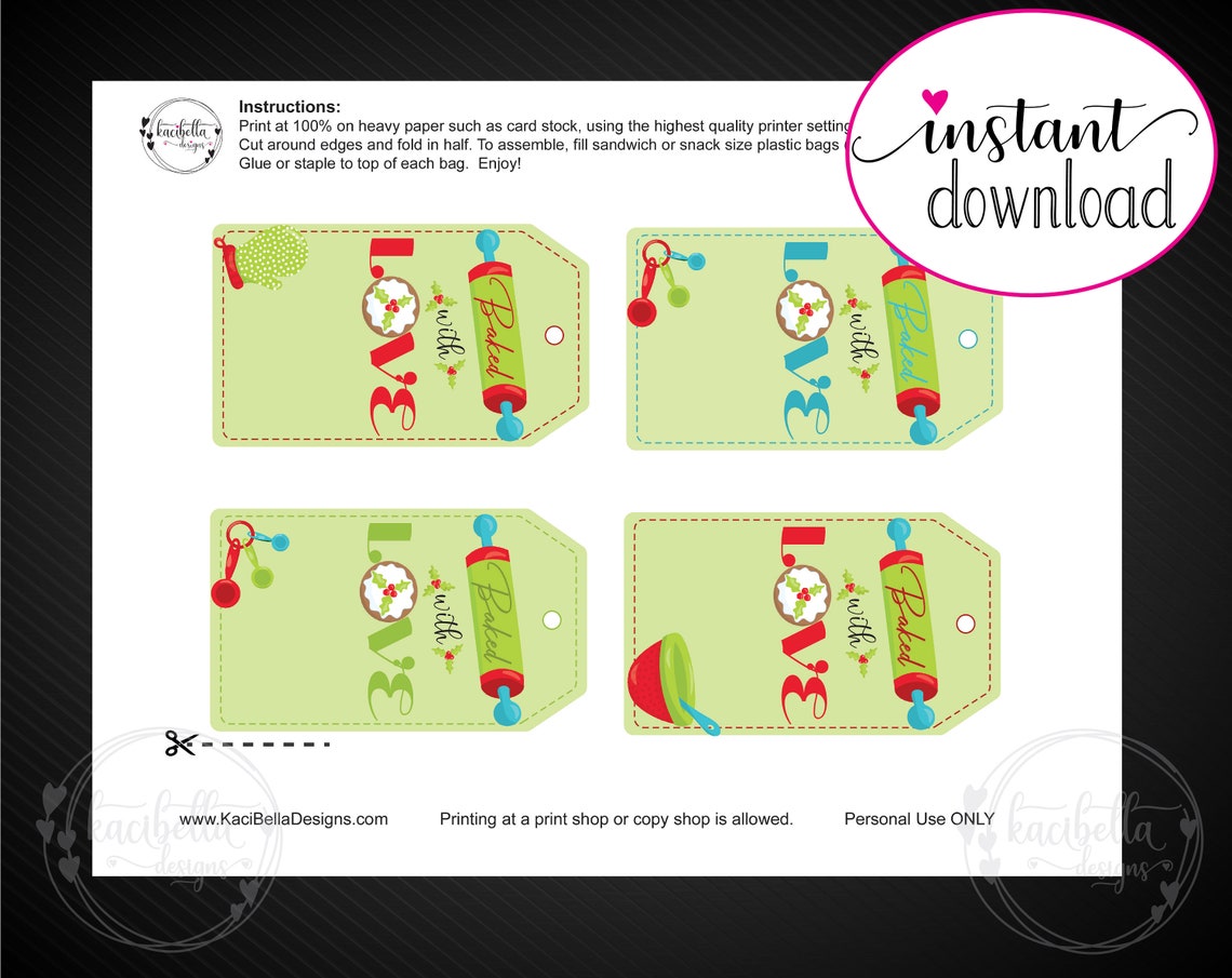 Printable HOLIDAY Baked Goods Gift Tags. Baked With Love - Etsy Australia