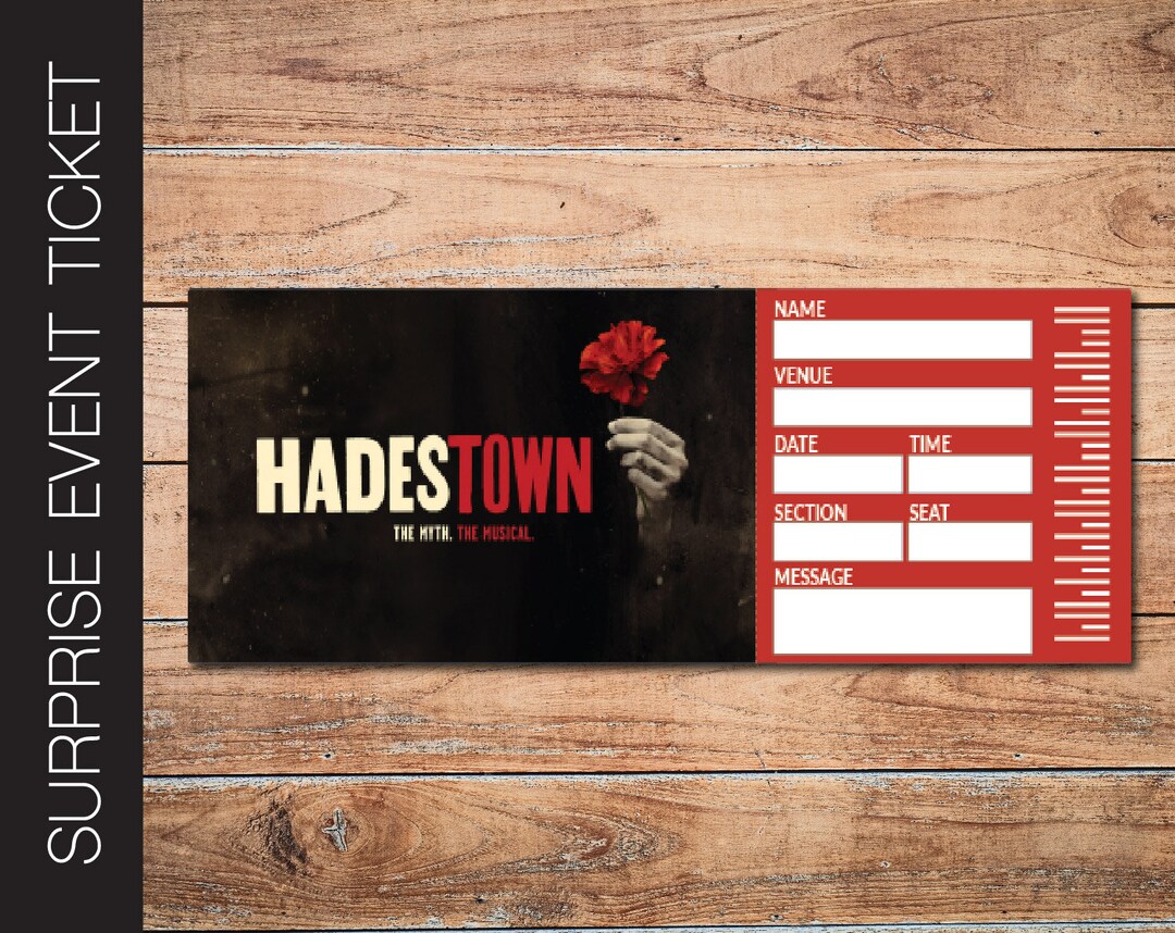Printable HADESTOWN Broadway Surprise Ticket. Editable Musical Theatre ...