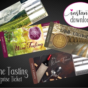 Printable WINE TASTING Surprise Trip Gift Ticket. Boarding Pass ...