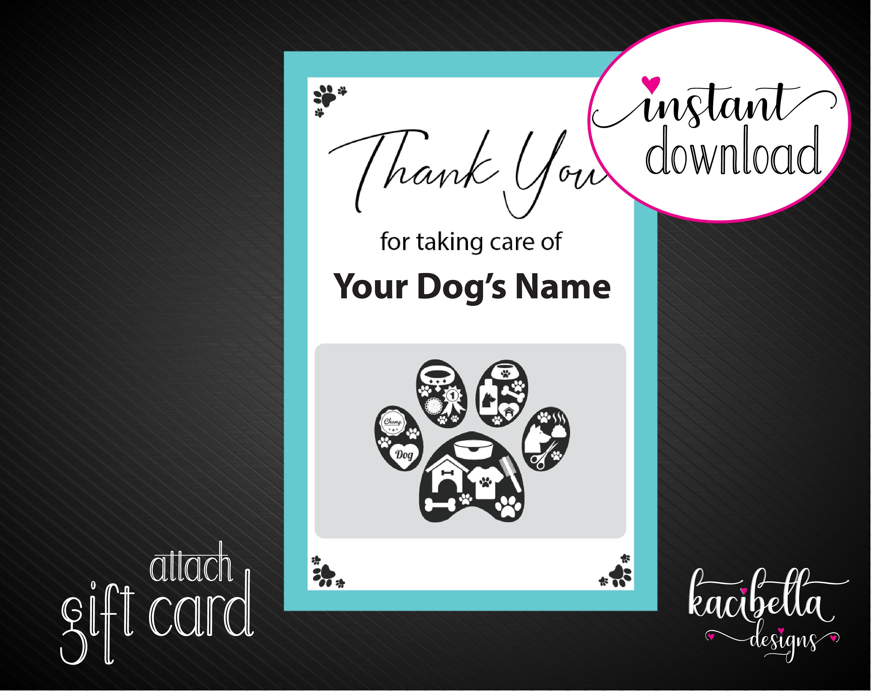 Printable HUSKY Gift Card Holder. Sitter Walker Groomer Vet Trainer ...