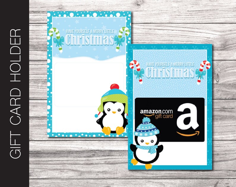 Printable CHRISTMAS Gift Card Holder. Penguins. Merry - Etsy