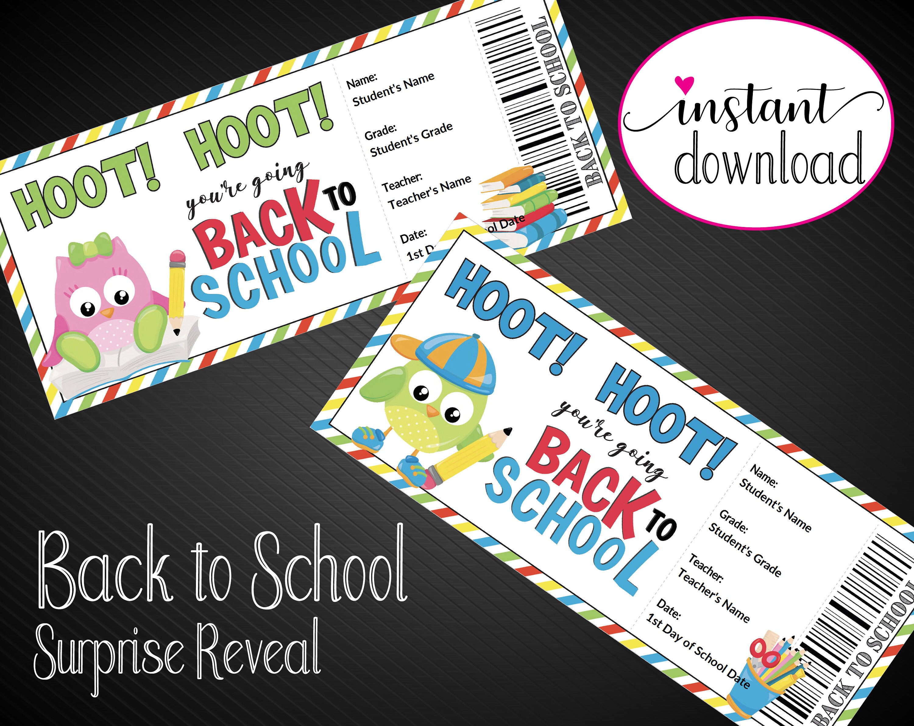 Printable BACK-TO-SCHOOL Surprise Teacher Reveal Coupon. | Etsy Singapore