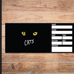 Printable CATS Broadway Surprise Ticket. Editable Musical - Etsy