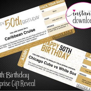 Printable 50TH BIRTHDAY All Editable Surprise Gift Reveal. Boarding ...