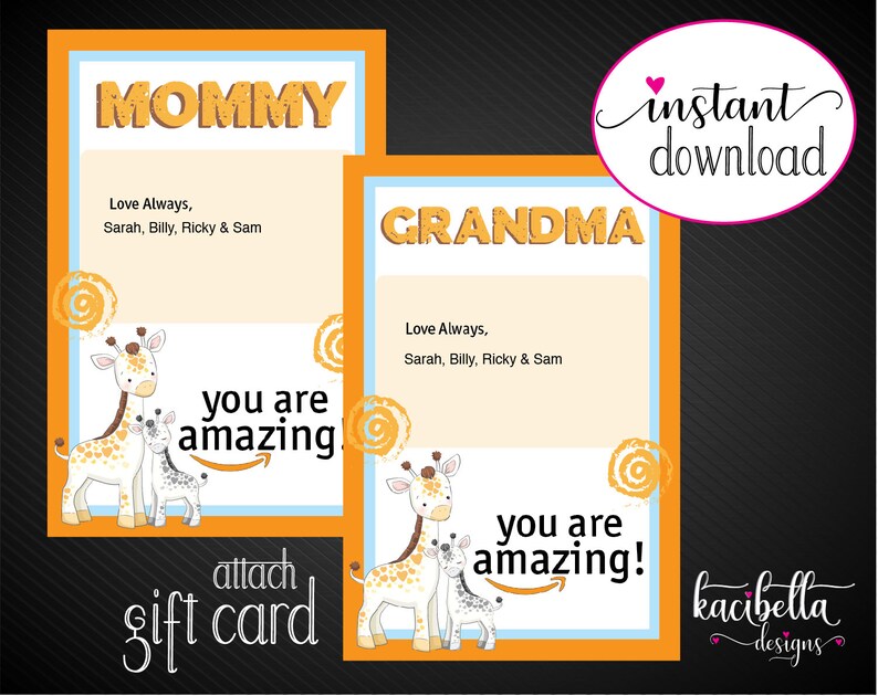 Printable AMAZING MOMMY Amazon Gift Card Holder. Mother Gift Card ...