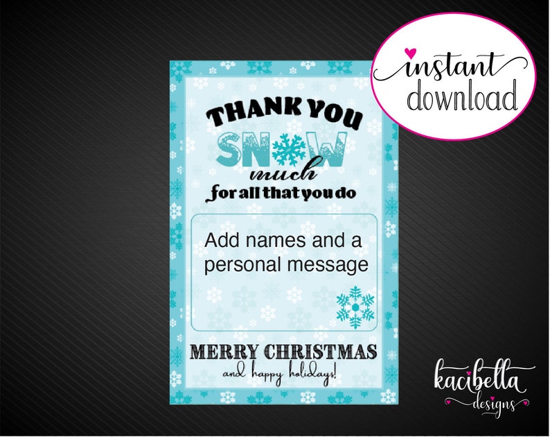 Printable CHRISTMAS Appreciation Gift Card Holder. Thank You | Etsy