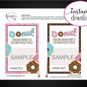 Printable APPRECIATION Donut Gift Card Holder. Instant Download ...
