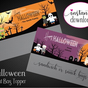 Printable HALLOWEEN Treat Bag Topper Candy Bag Party Favor Classroom ...