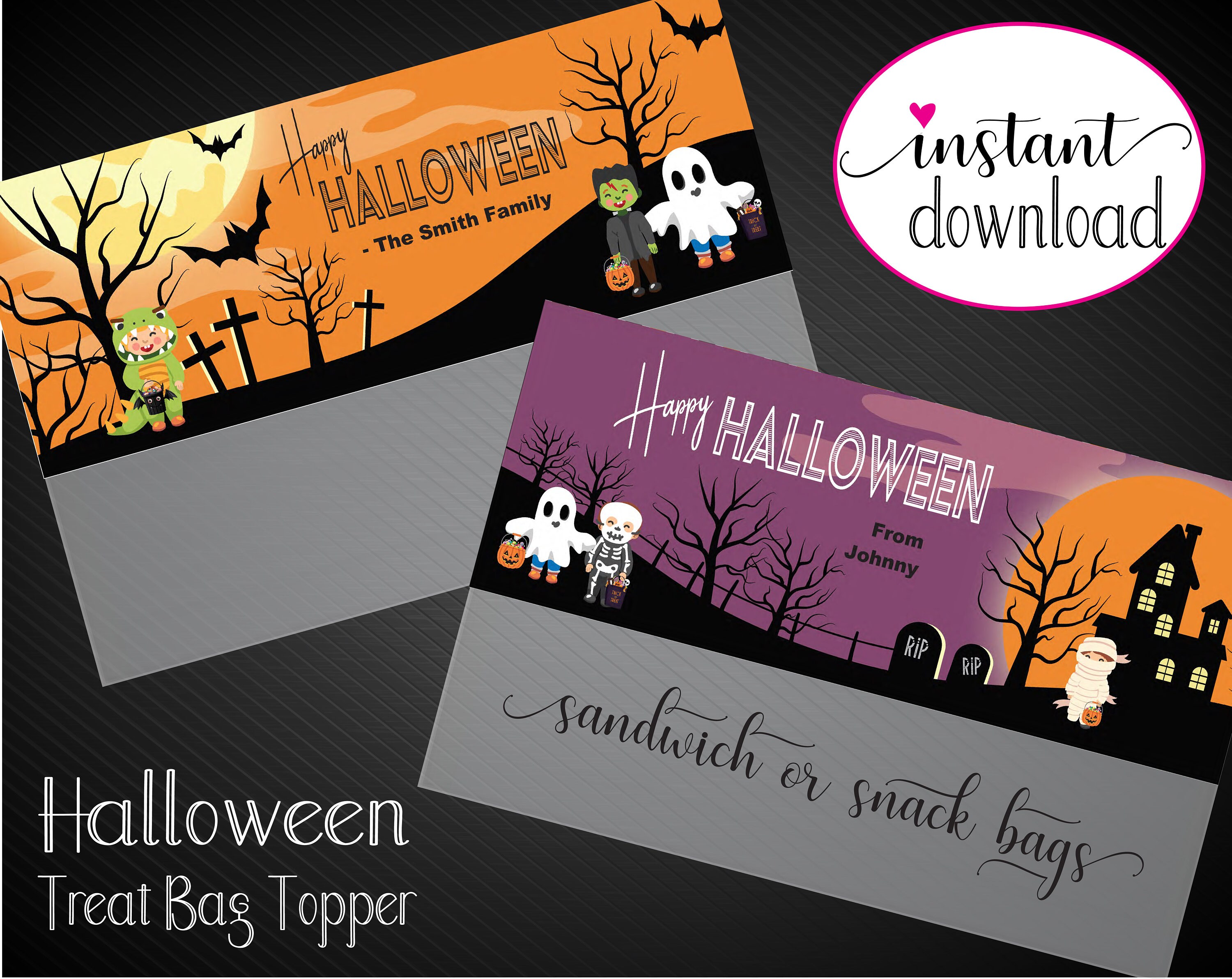 Printable HALLOWEEN Treat Bag Topper Candy Bag Party Favor - Etsy