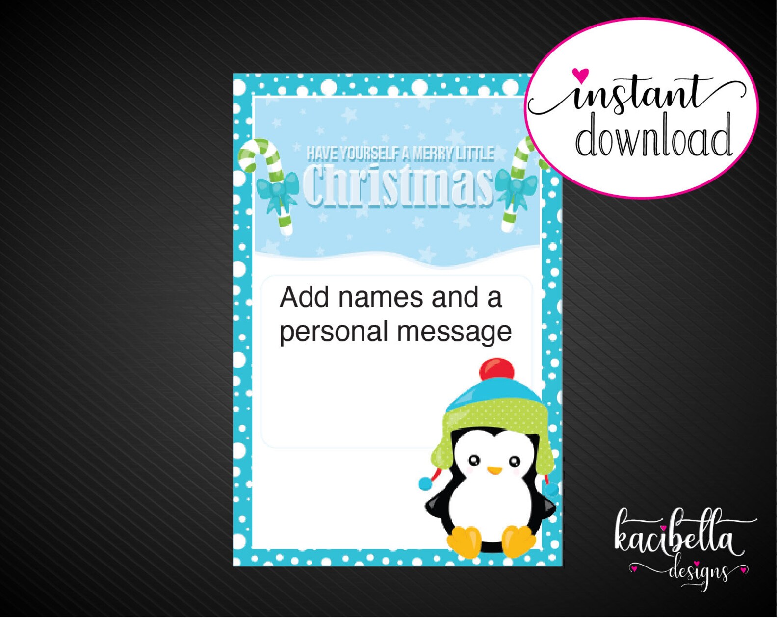 Printable CHRISTMAS Gift Card Holder. Penguins. Merry - Etsy