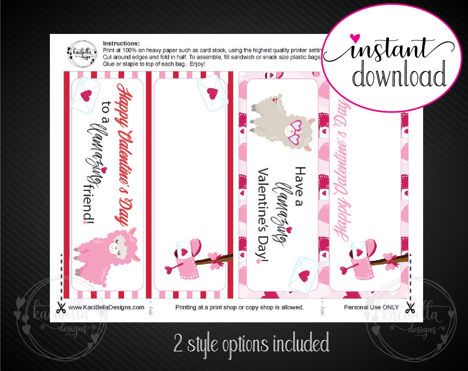 Printable VALENTINES Treat Bag Topper Candy Bag Party - Etsy