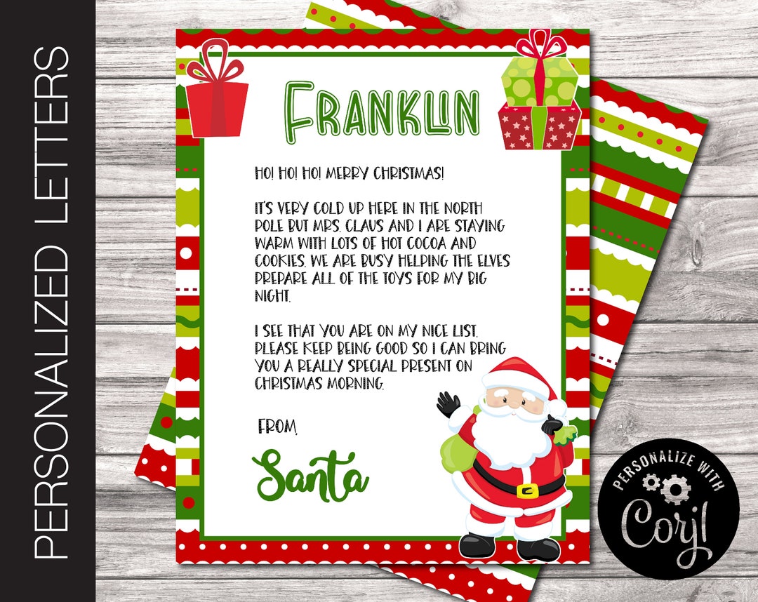 Editable SANTA CLAUS Personalized Letter. North Pole Mail. Christmas ...
