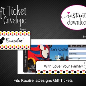 Printable DISNEY Envelope for Surprise Gift Tickets, Vouchers, Boarding ...