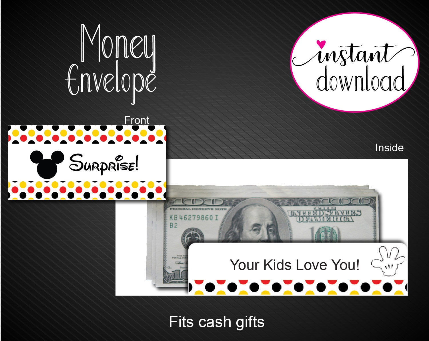 Printable DISNEY Envelope for Surprise Gift Tickets Vouchers | Etsy