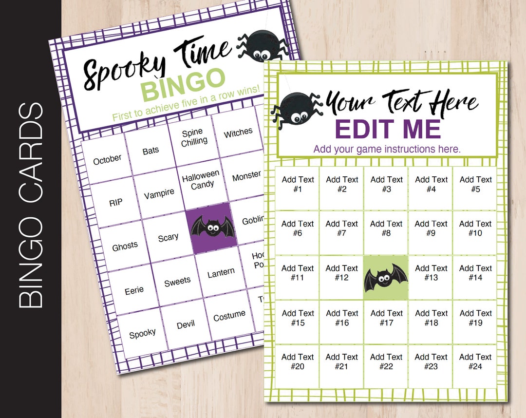 EDIT ME Halloween Bingo Game. 40 All Text Editable Cards. Bridal Shower ...