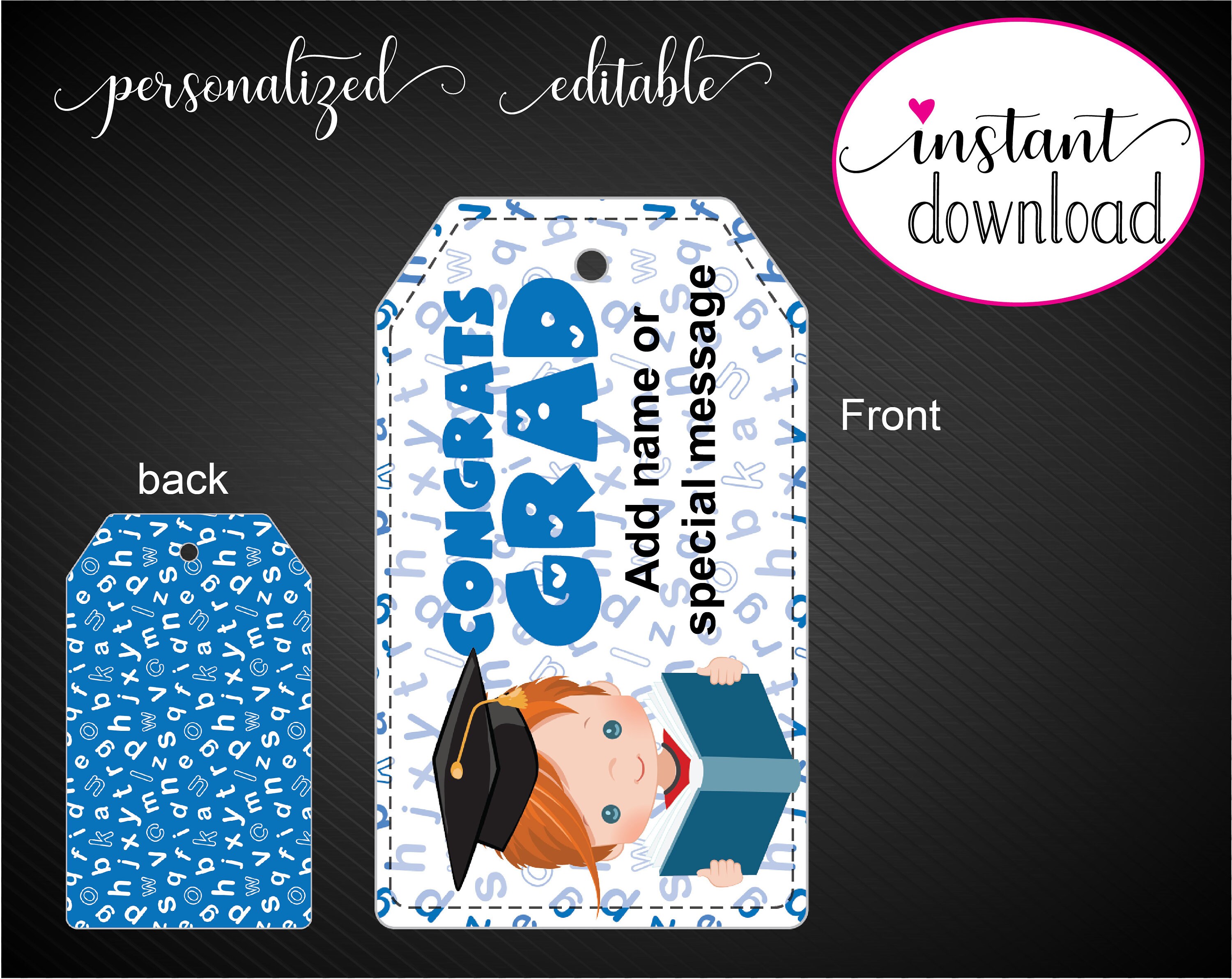 Editable CONGRATS Grad Graduation Themed Gift Tags. Congrats - Etsy