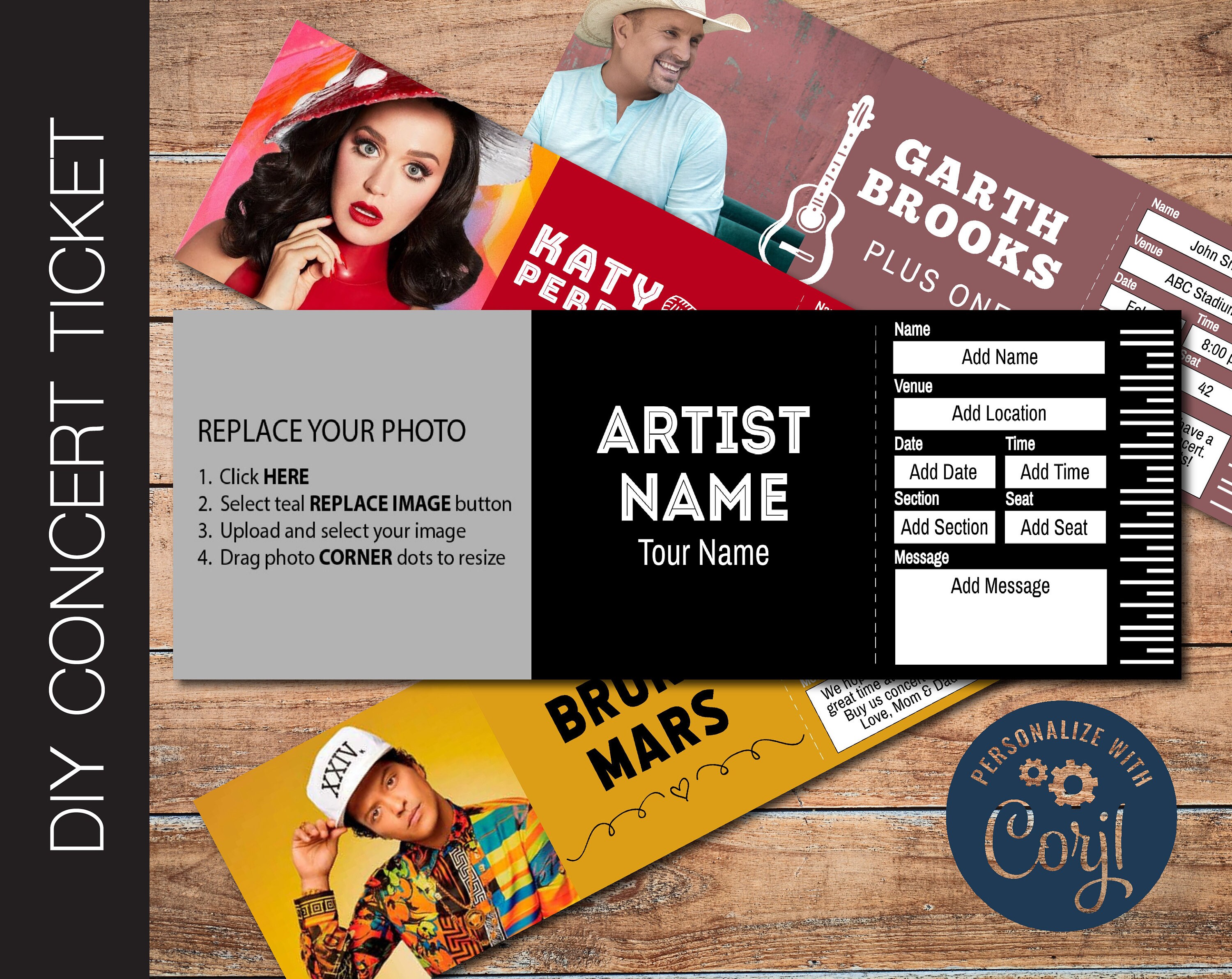 DIY Concert Template. Surprise Reveal Ticket. Faux Event Admission ...