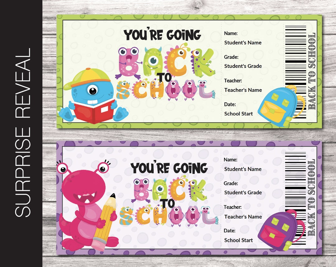 Printable BACK-TO-SCHOOL Surprise Teacher Reveal Coupon. You're Going ...