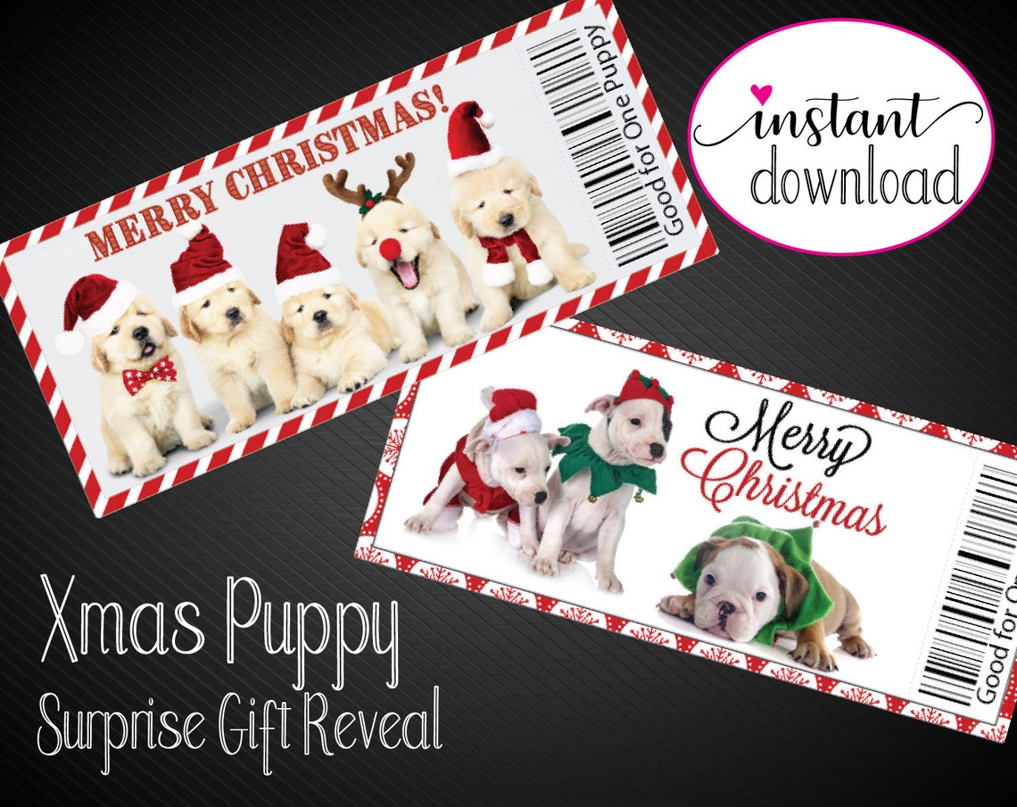 Printable CHRISTMAS PUPPY / DOG Surprise Gift Reveal Coupon. - Etsy
