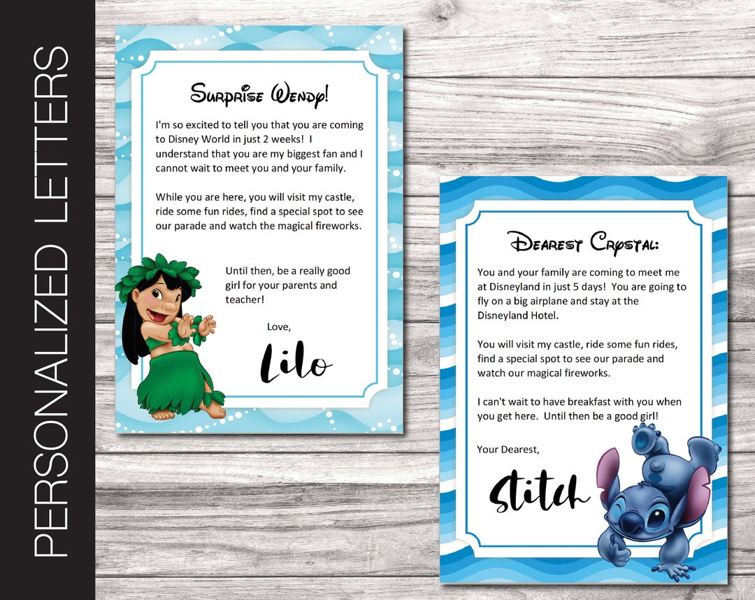 Printable LILO Personalized Letters Surprise Trip Reveal. Stitch. 5 X 7 ...