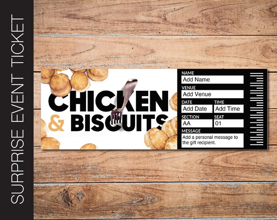 Printable CHICKEN & BISCUITS Broadway Surprise Ticket. | Etsy