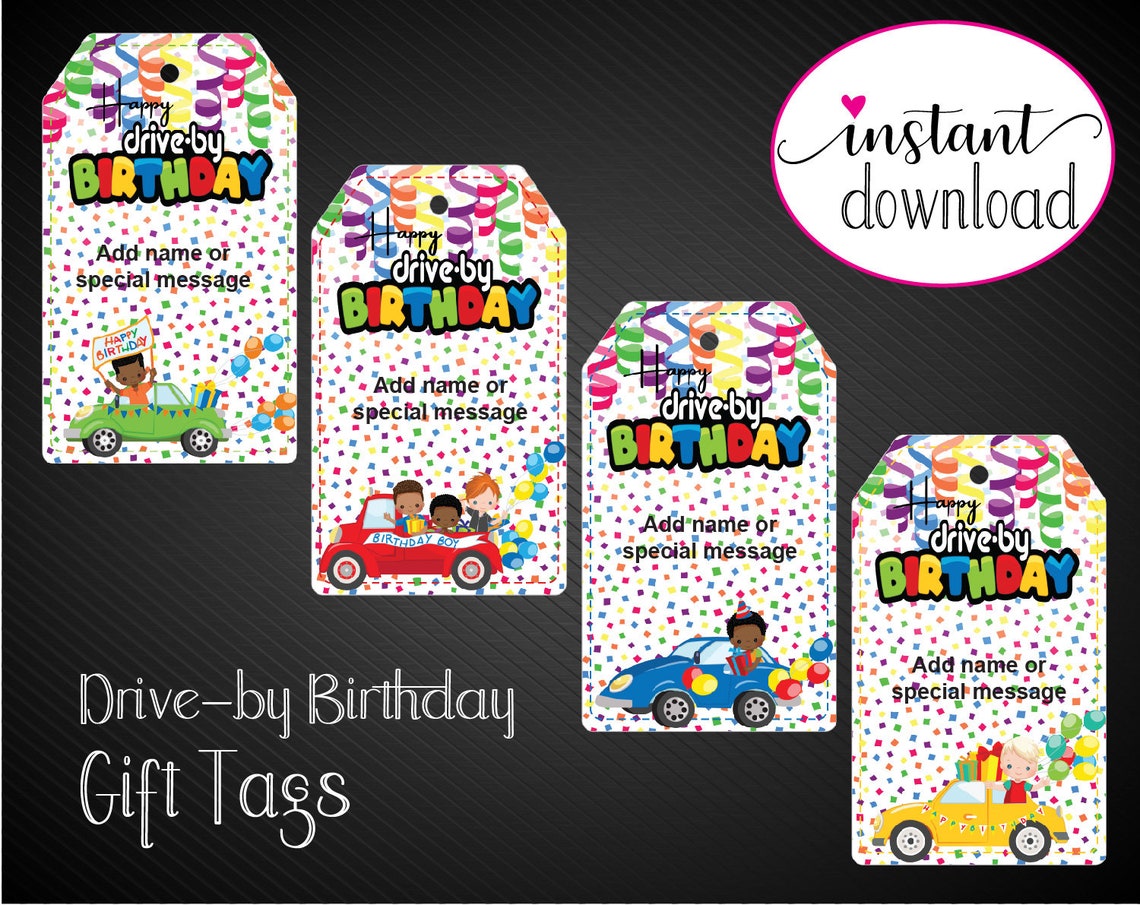 Editable BIRTHDAY BOY Theme Gift Tags. Birthday Parade Gift Tag. Social ...
