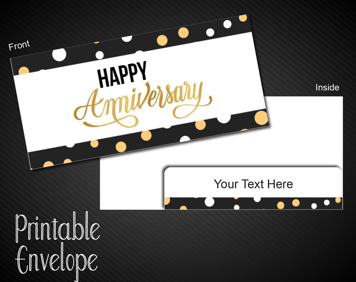 Printable ANNIVERSARY Envelope for Gift Tickets, Vouchers, Boarding ...