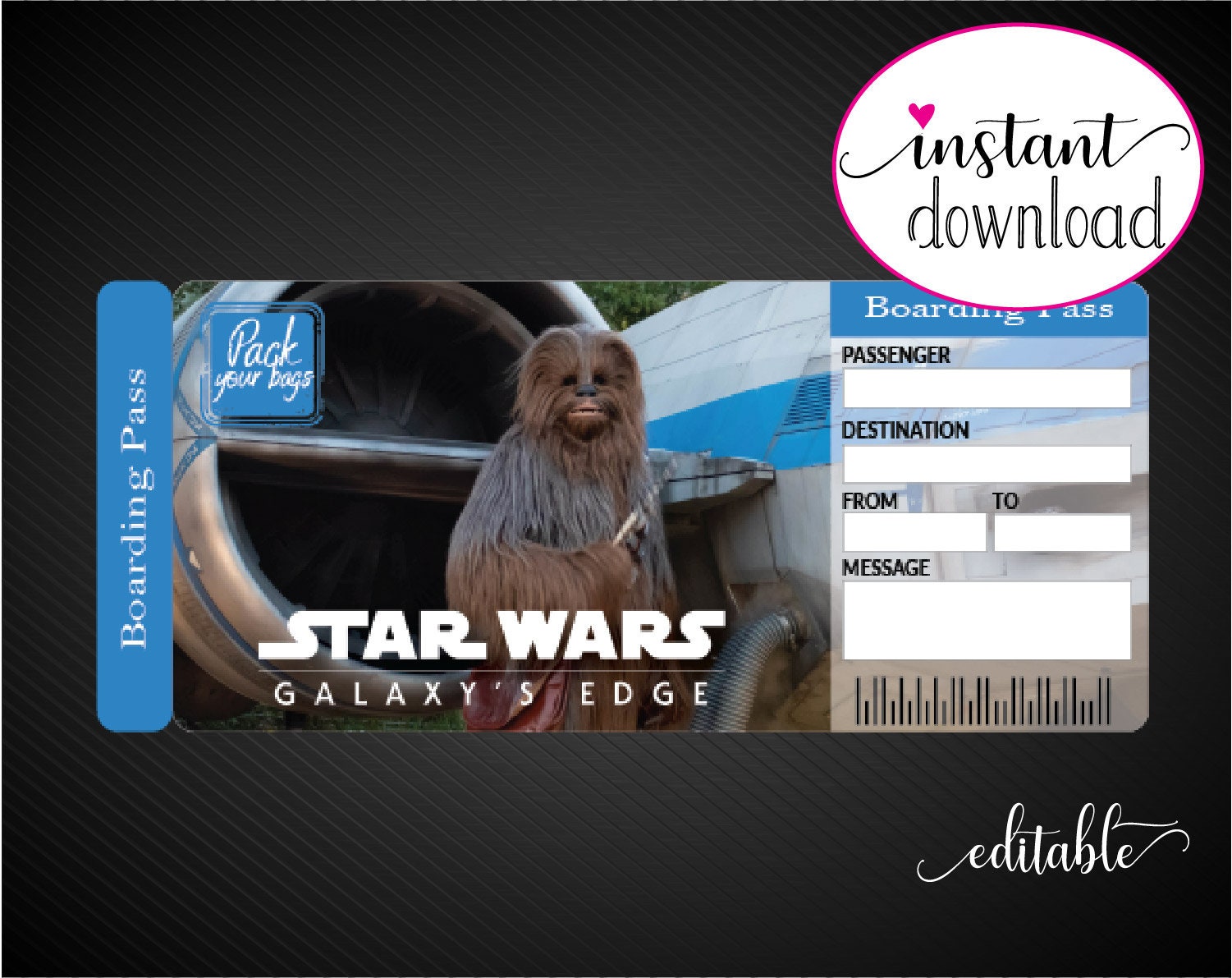 Invitations Digital STAR WARS Galaxy Edge Surprise Trip Gift Ticket ...