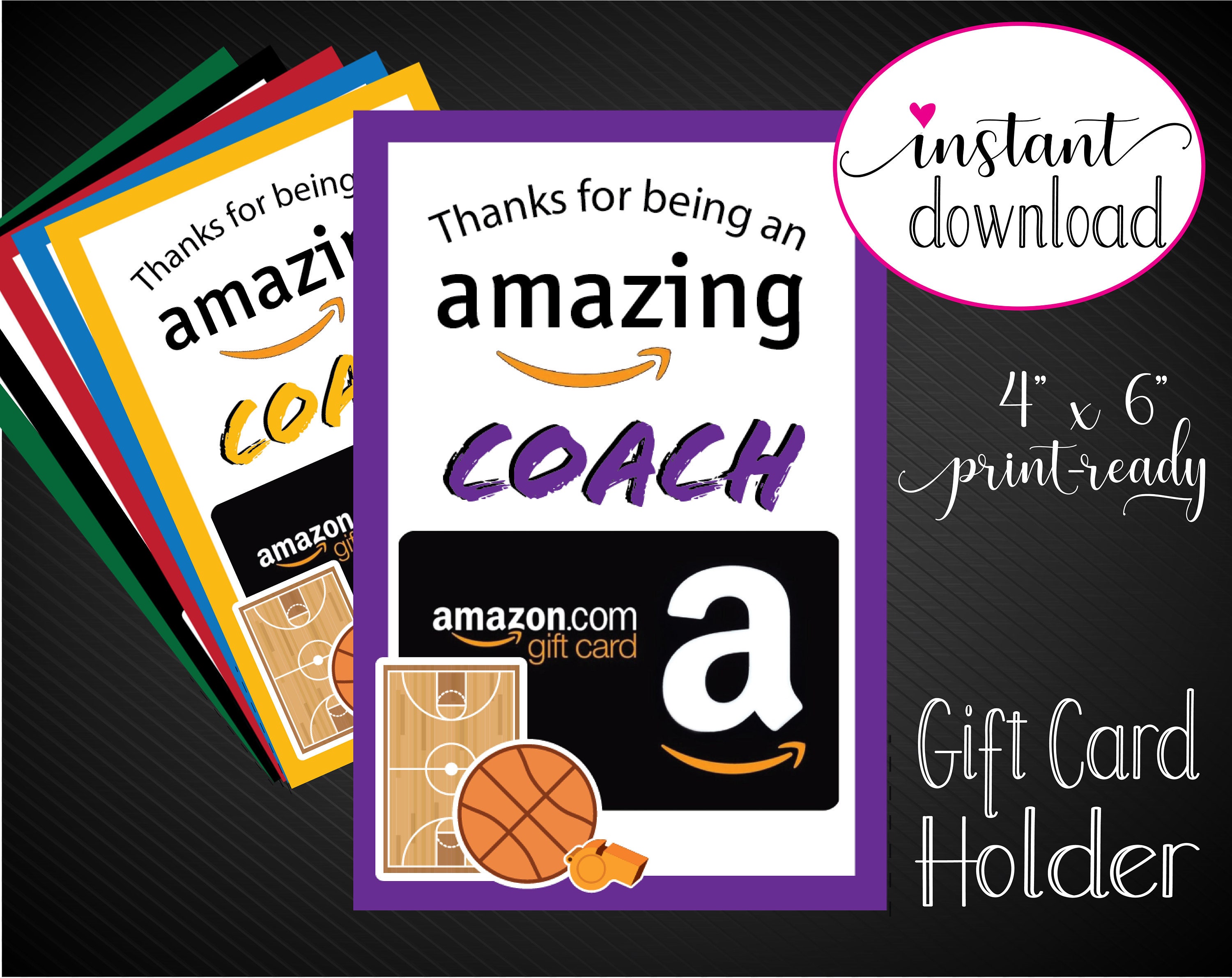 Printable BASKETBALL COACH Appreciation Amazon Gift Card - Etsy