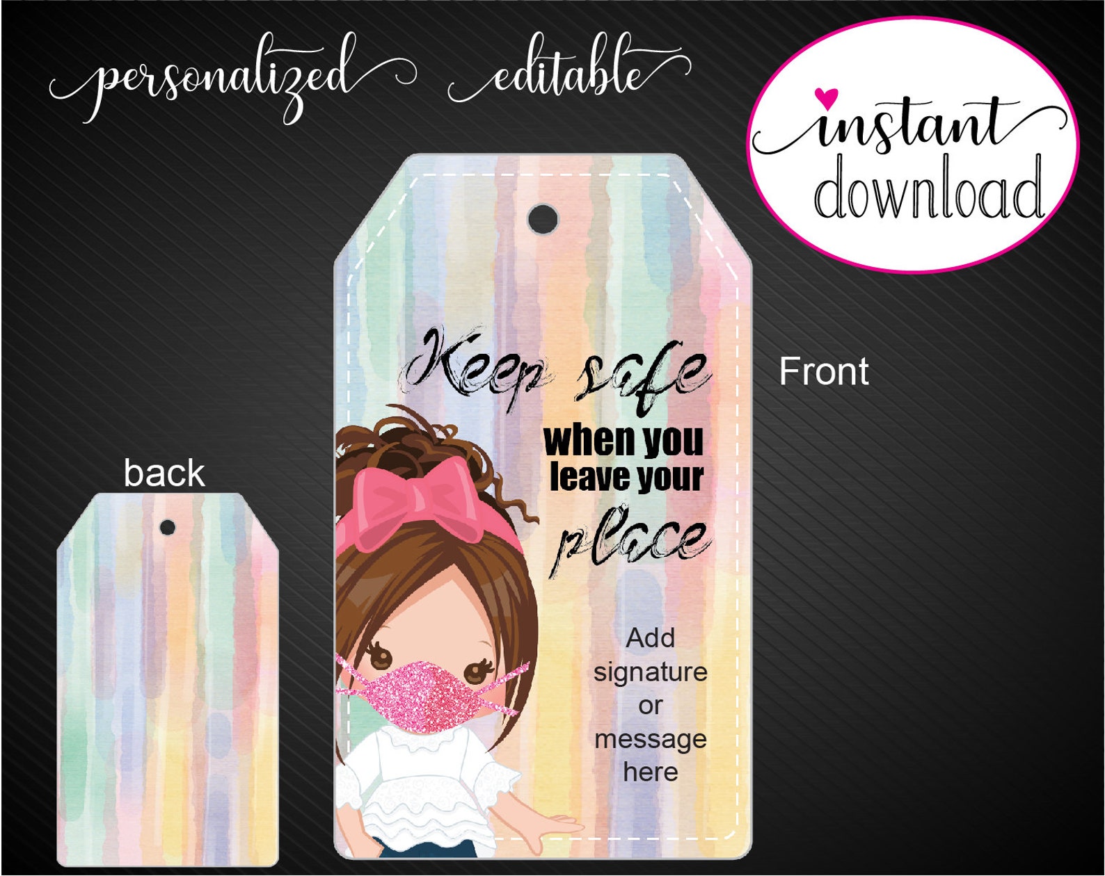 Editable FACE MASK Gift Tags. Quarantine and Social Distancing - Etsy