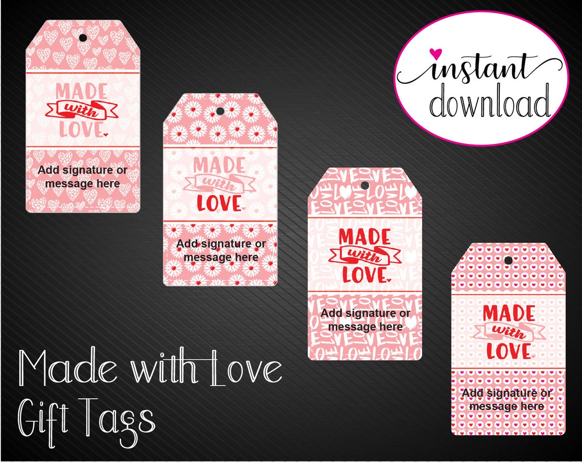 Editable MADE WITH LOVE Gift Tags. Perfect for Cookies Baked - Etsy