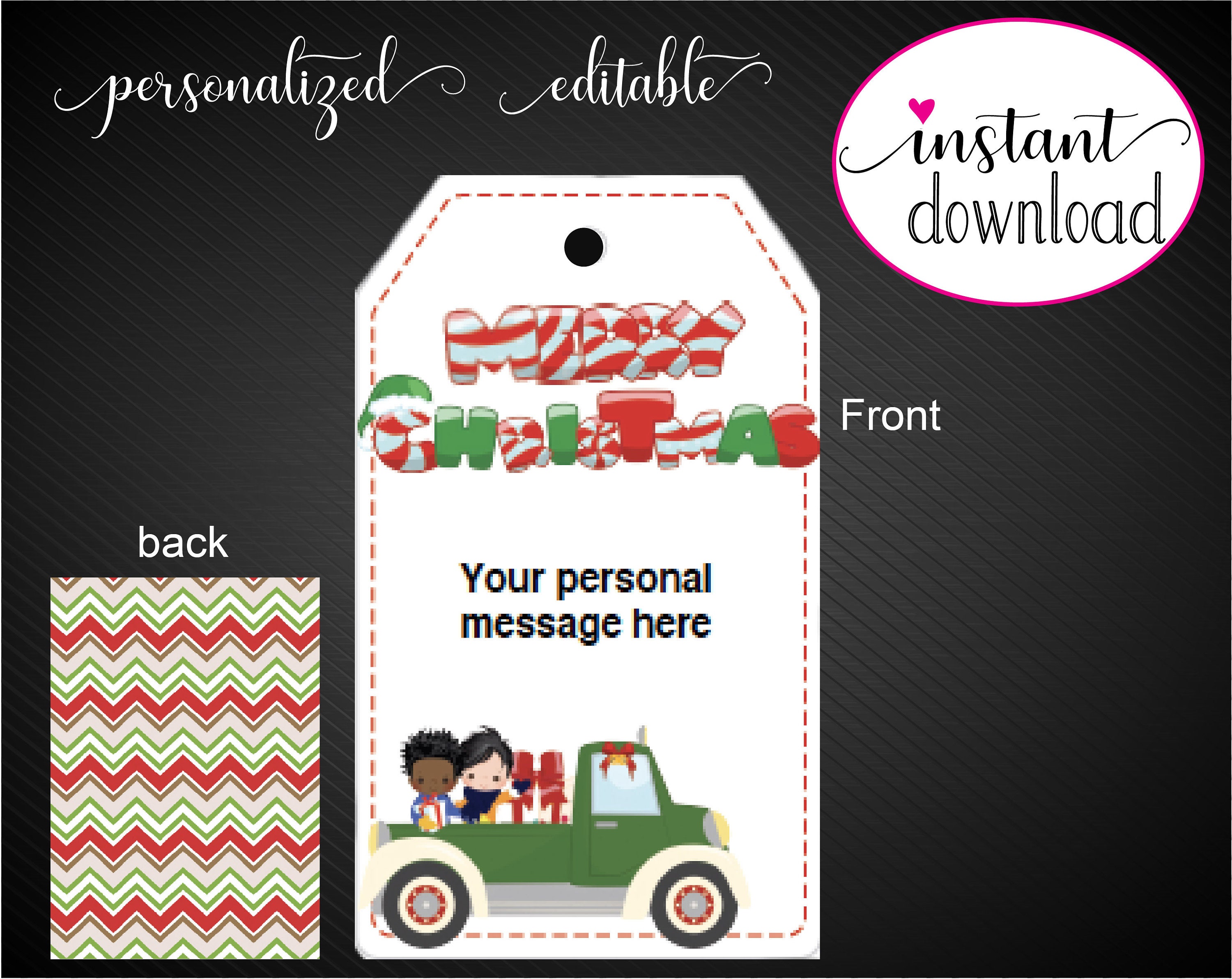 Printable DRIVE-BY CHRISTMAS Gift Tags. Merry Christmas. Editable Tag ...