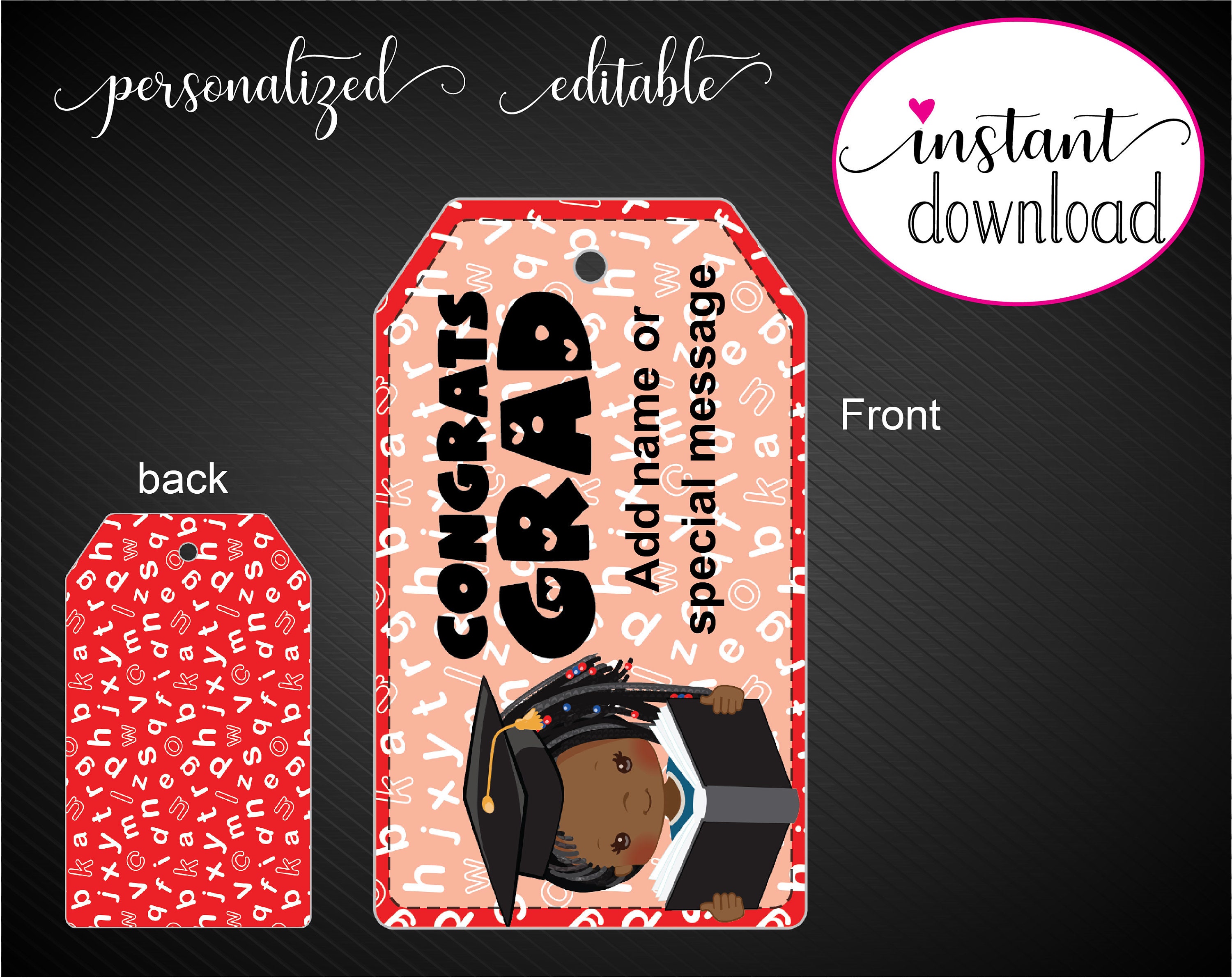 Editable CONGRATS Grad Graduation Themed Gift Tags. Congrats - Etsy