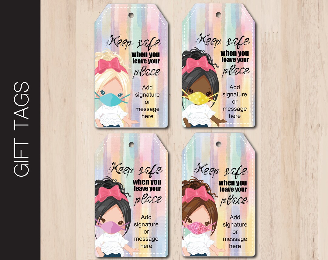 Editable FACE MASK Gift Tags. Quarantine and Social Distancing for ...