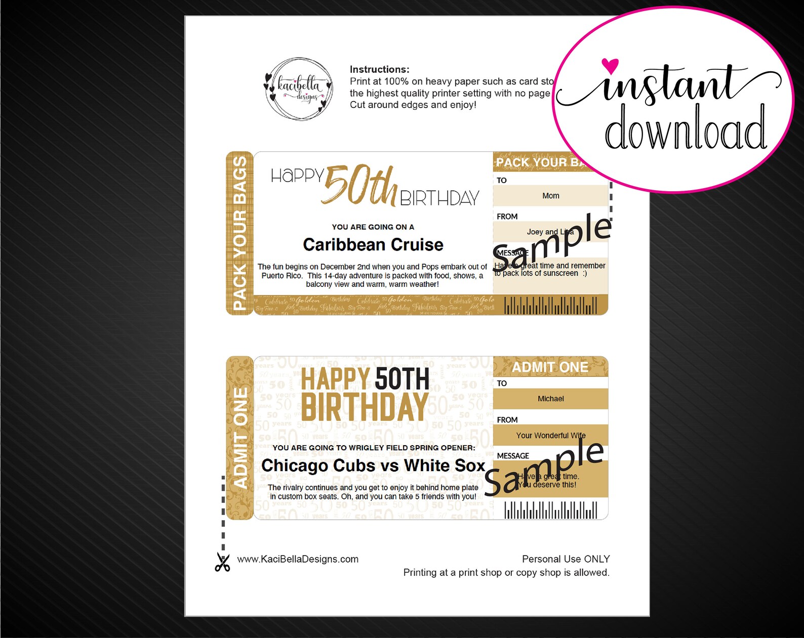 Printable 50TH BIRTHDAY All Editable Surprise Gift Reveal. Boarding ...