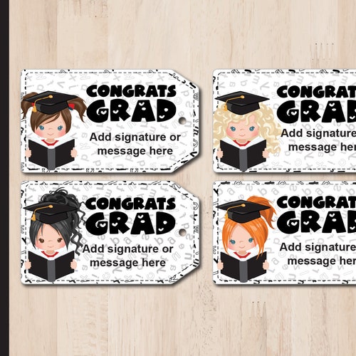 Editable Graduation Gift Tags Congrats GRAD Tag Confetti - Etsy