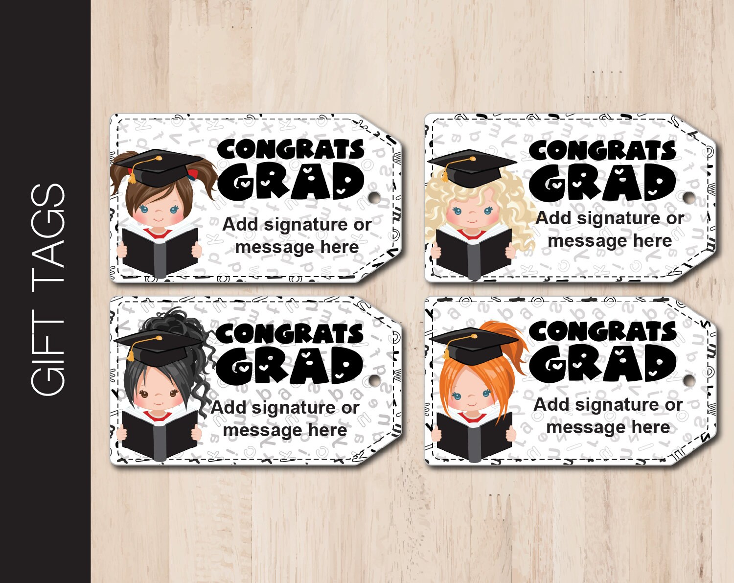 Editable CONGRATS Grad Graduation Themed Gift Tags. Congrats - Etsy