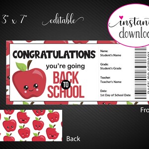 Printable BACK-TO-SCHOOL Surprise Teacher Reveal Coupon. You're Going ...