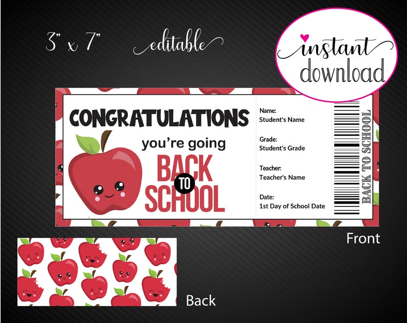 Printable BACK-TO-SCHOOL Surprise Teacher Reveal Coupon. You're Going ...