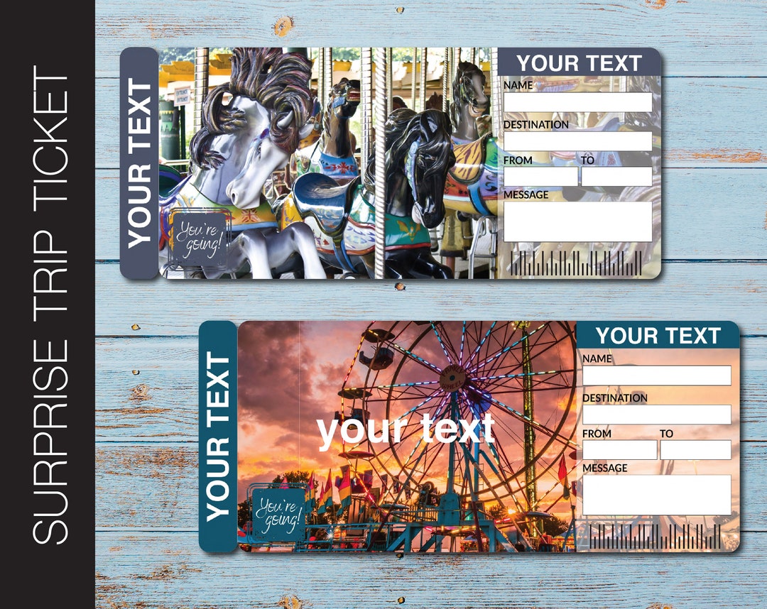 Printable FAIR or THEME PARK Surprise Gift Reveal Ticket. - Etsy