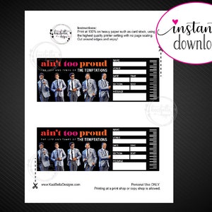 Printable AINT TOO PROUD Broadway Surprise Ticket. Editable Musical ...