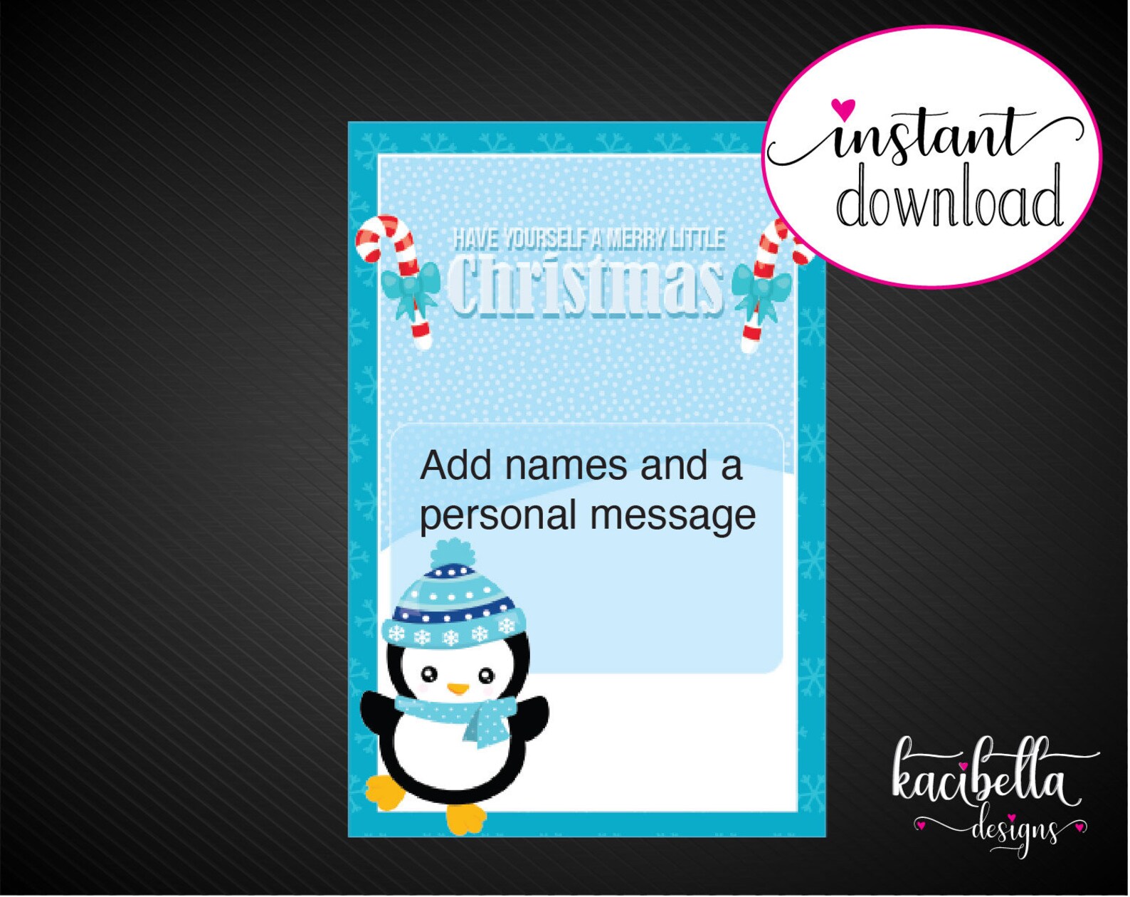Printable CHRISTMAS Gift Card Holder. Penguins. Merry - Etsy