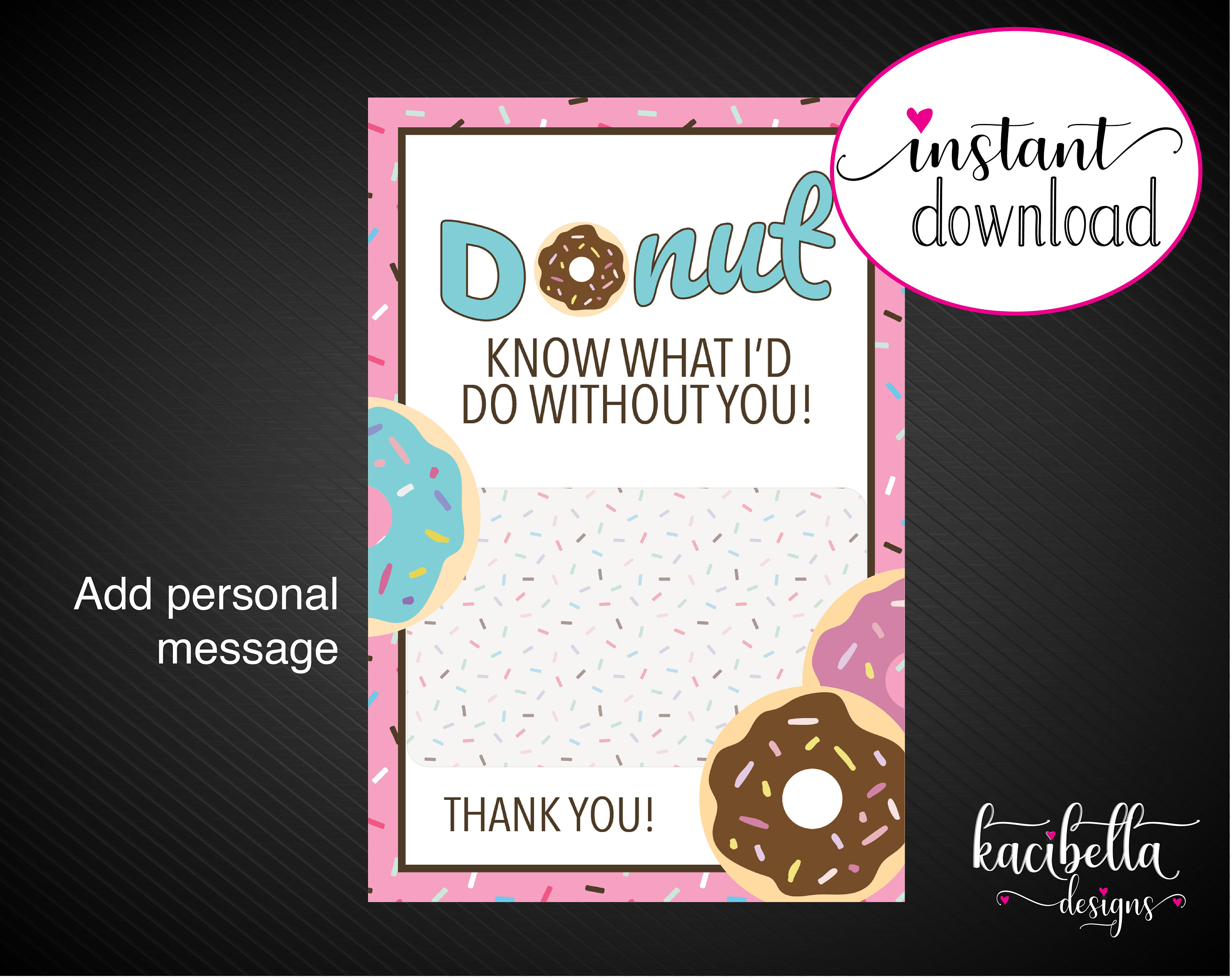 Printable APPRECIATION Donut Gift Card Holder. Instant Download ...